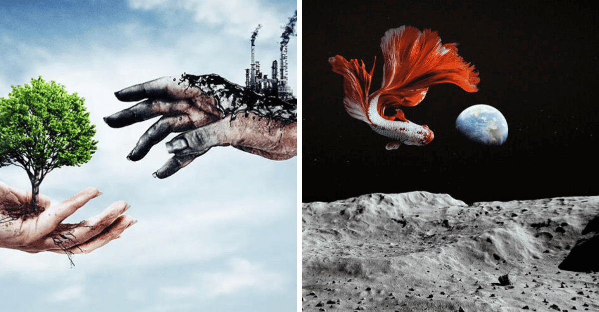 Umelkyňa vytvorila za pomoci bežných fotografií surrealistické obrázky ...