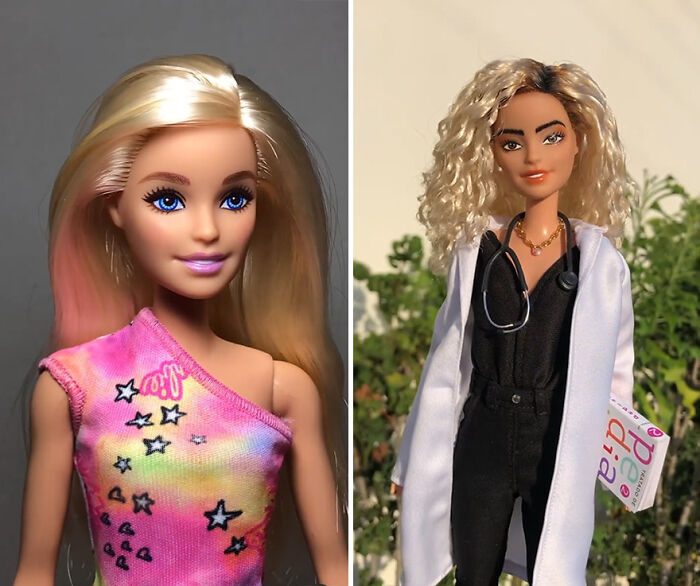 Staré bábiky Barbie premieňa na jedinečné postavičky s nezvyčajným vzhľadom
